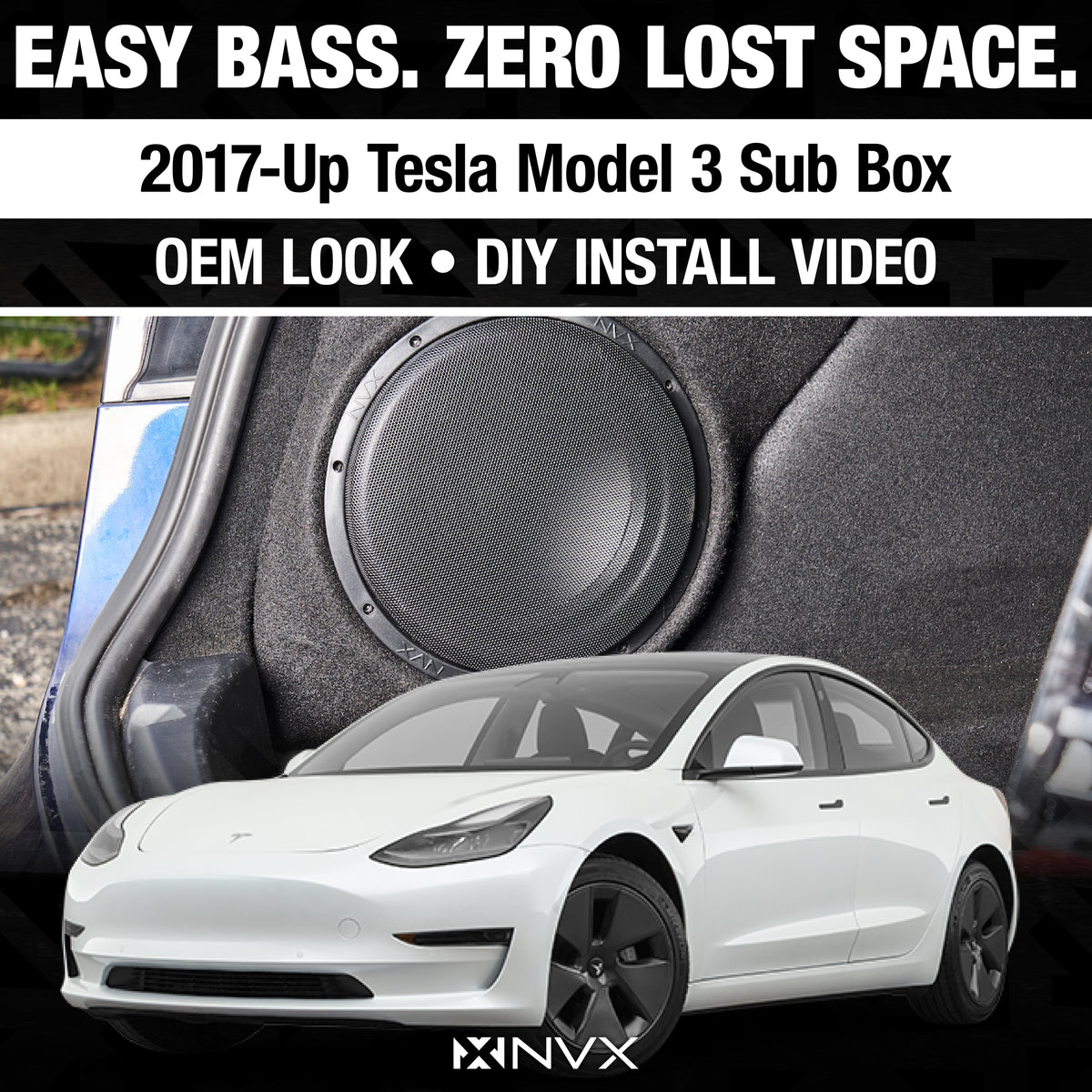 2017-Up Tesla Model 3 - Custom 500W RMS 10" Loaded Subwoofer Enclosure ...