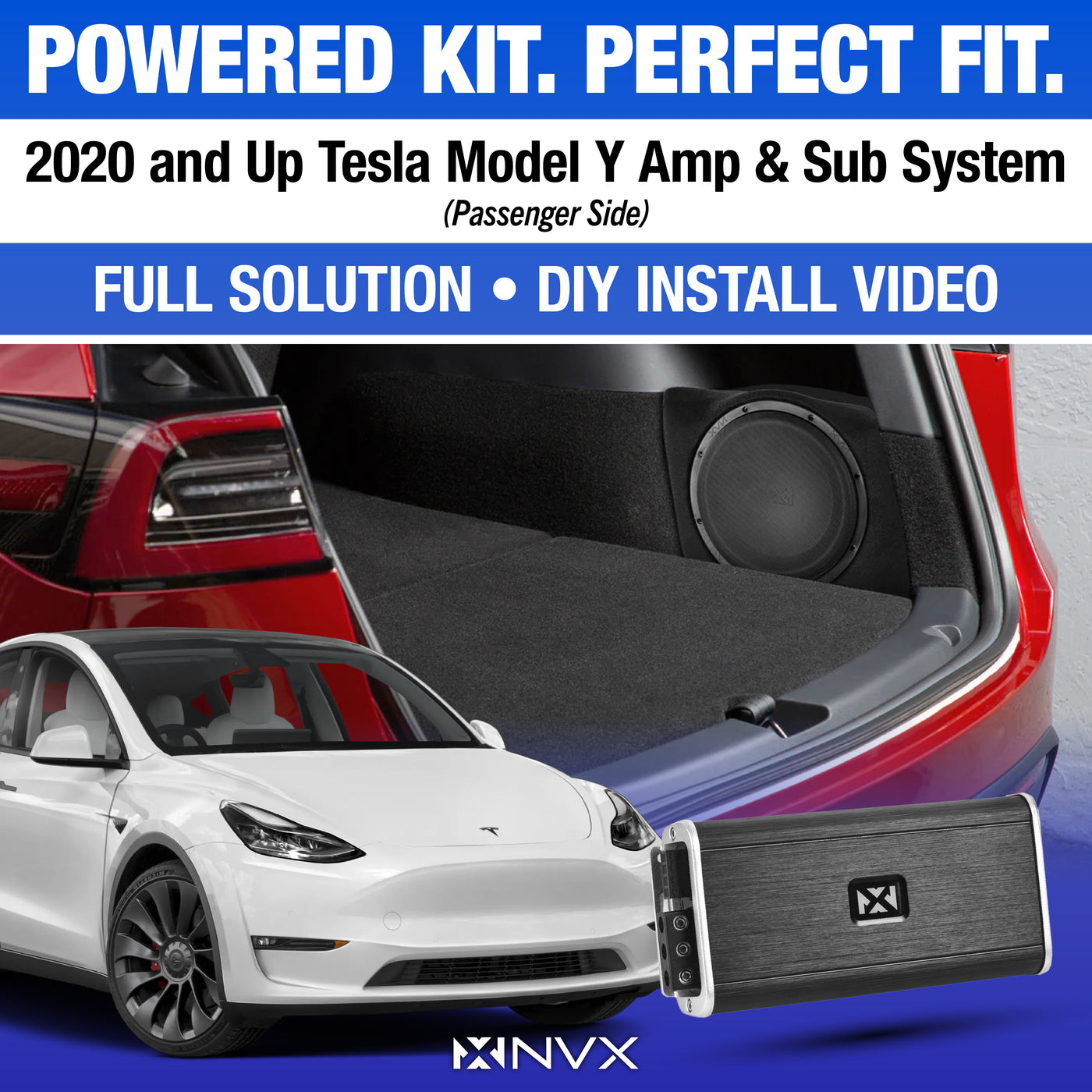 2020-2023 Tesla Model Y - Custom 500W RMS 10" Passenger Side Subwoofer ...