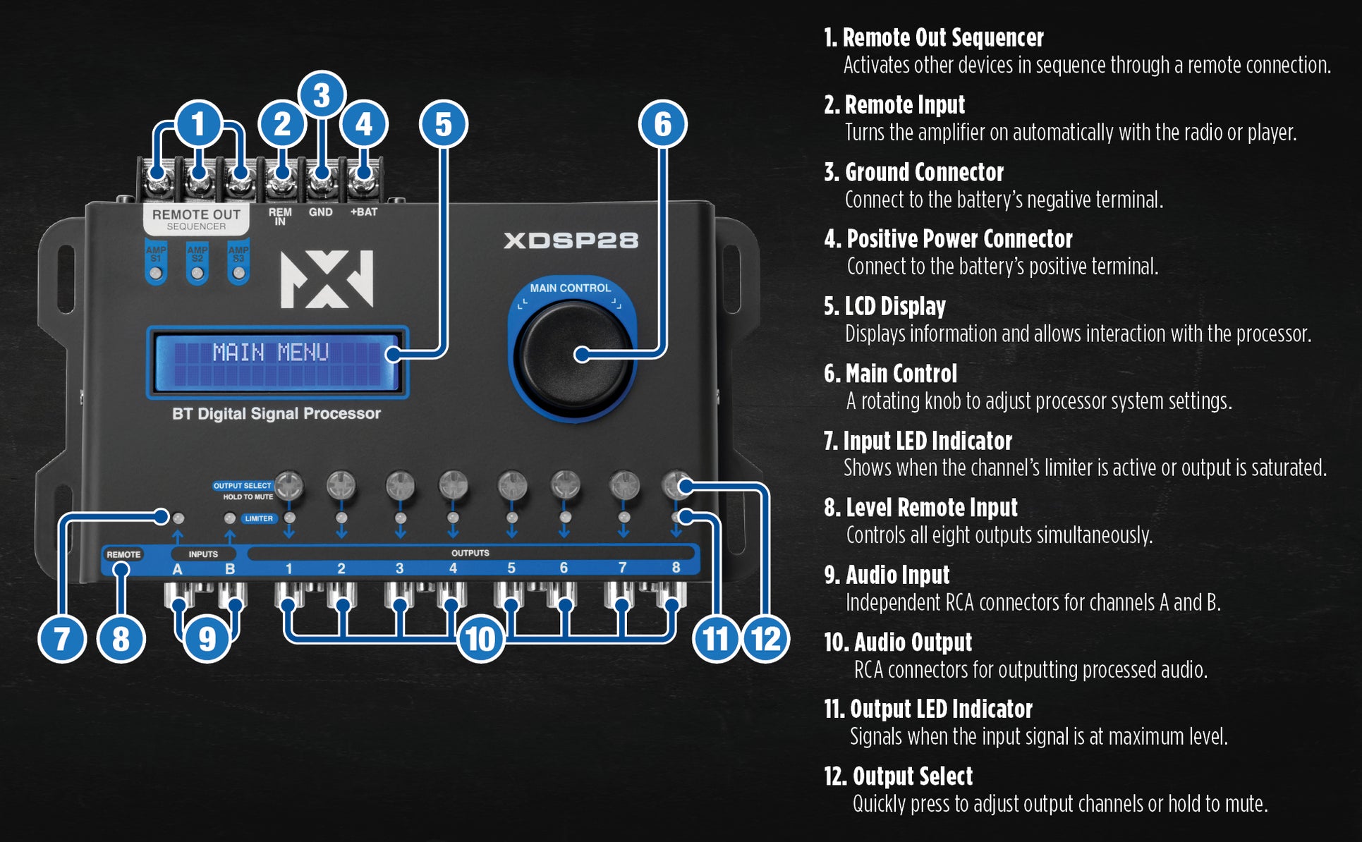 XDSP28 8-Channel X-Series 15 Band Parametric EQ Digital Signal Process ...