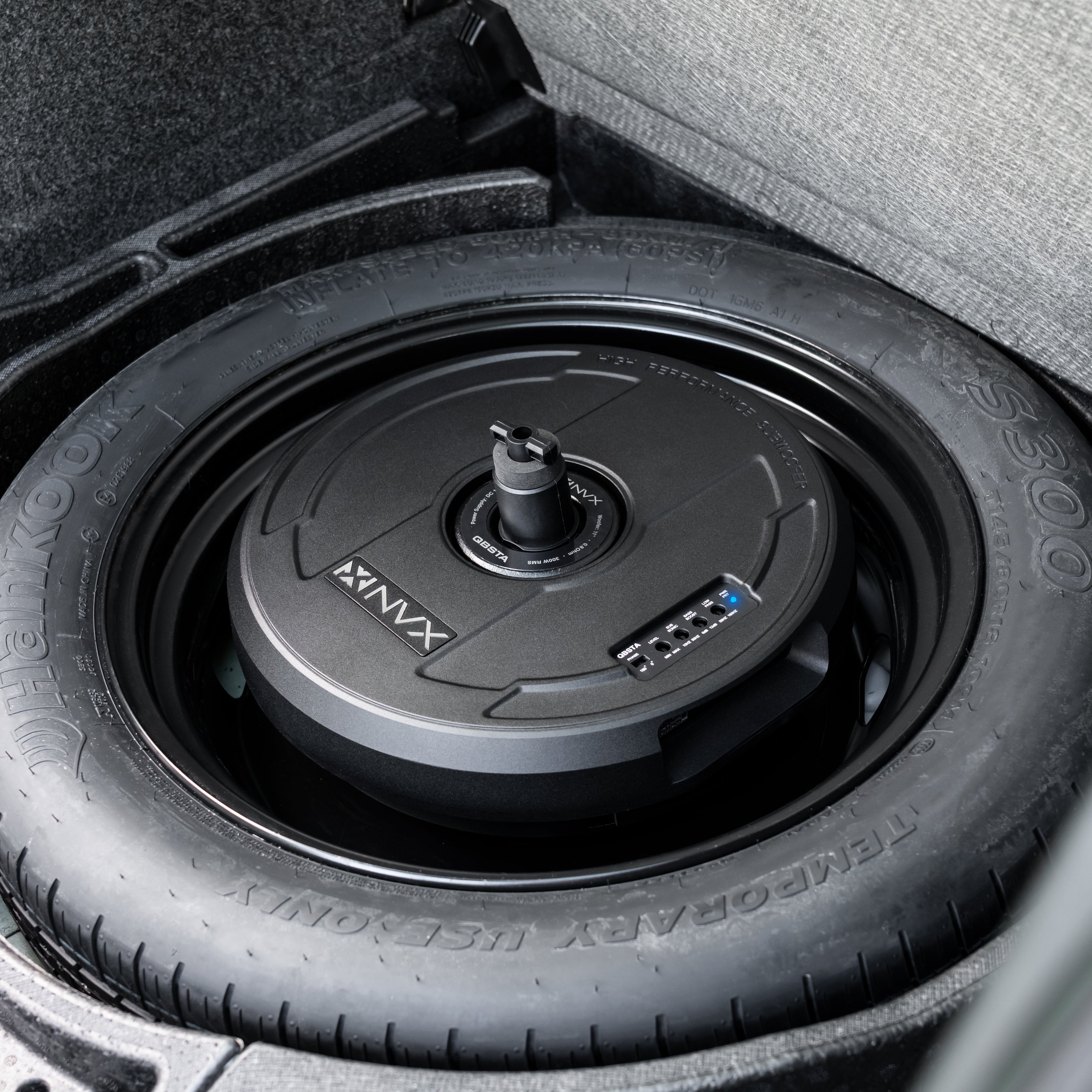 QBSTA 900W Peak (300W RMS) 11" Quick Bass Spare Tire Amplified Subwoof ...